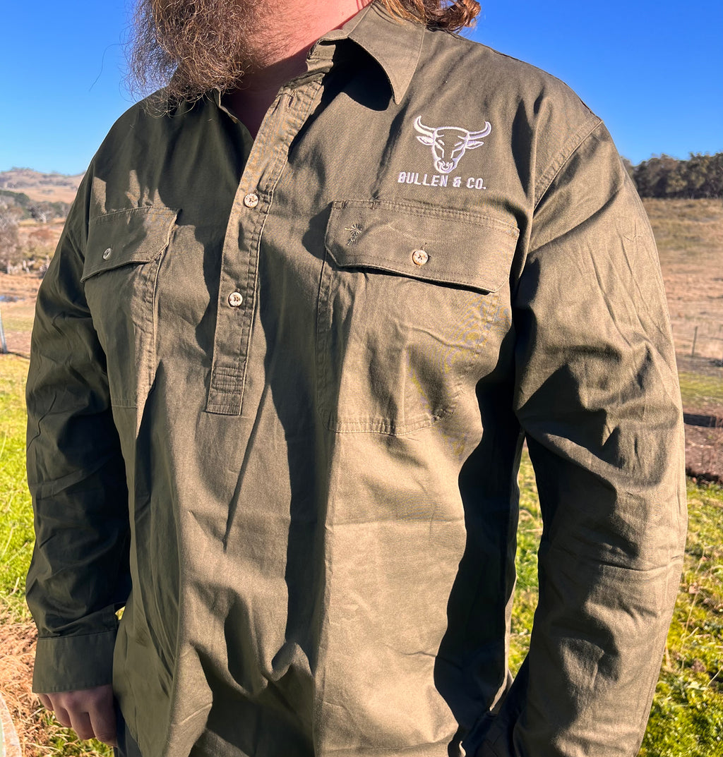 Mens Work Shirt OLIVE – Bullen & Co